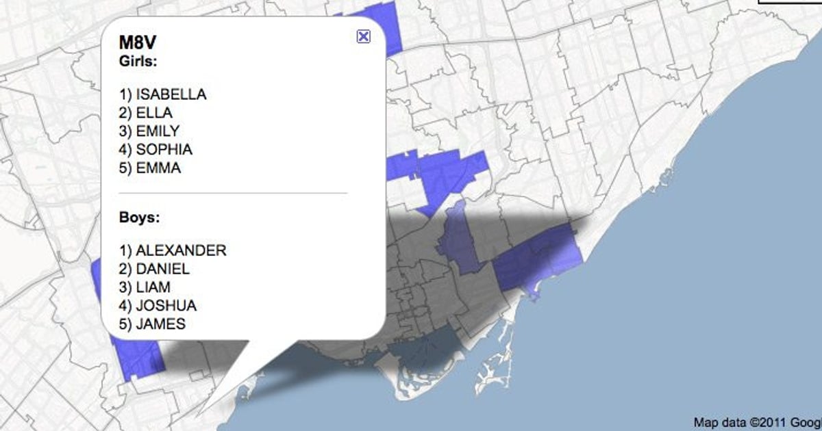 New interactive map shows which baby names are popular in all of ...