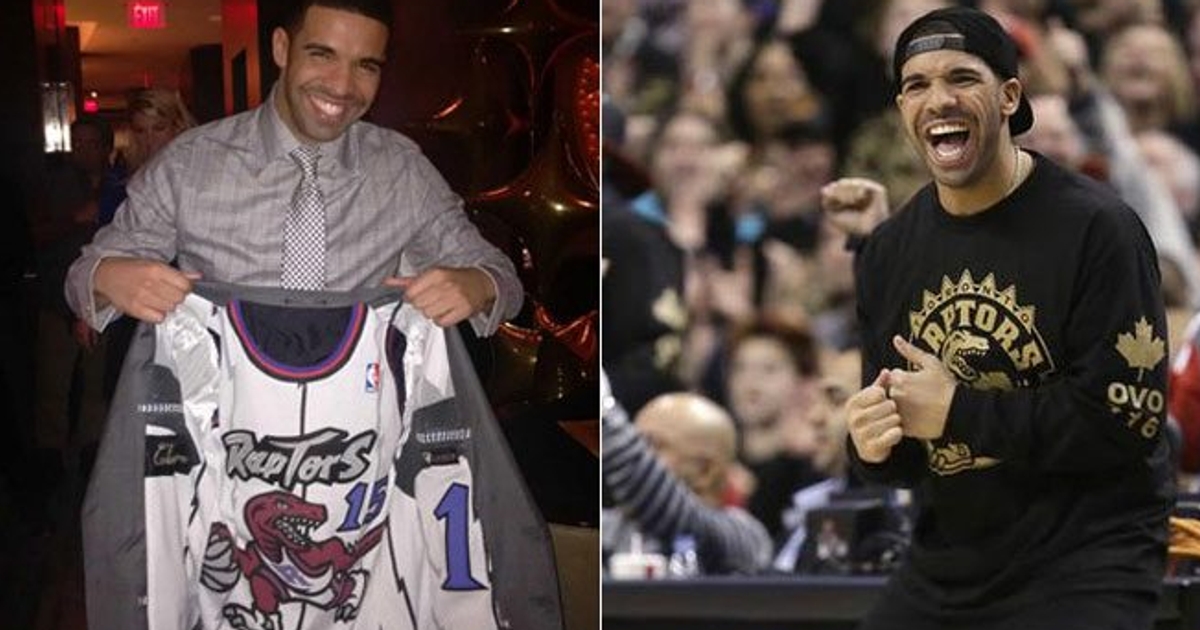 Drake flaunts a Raptor-themed novelty jacket at Saturday’s game (and ...