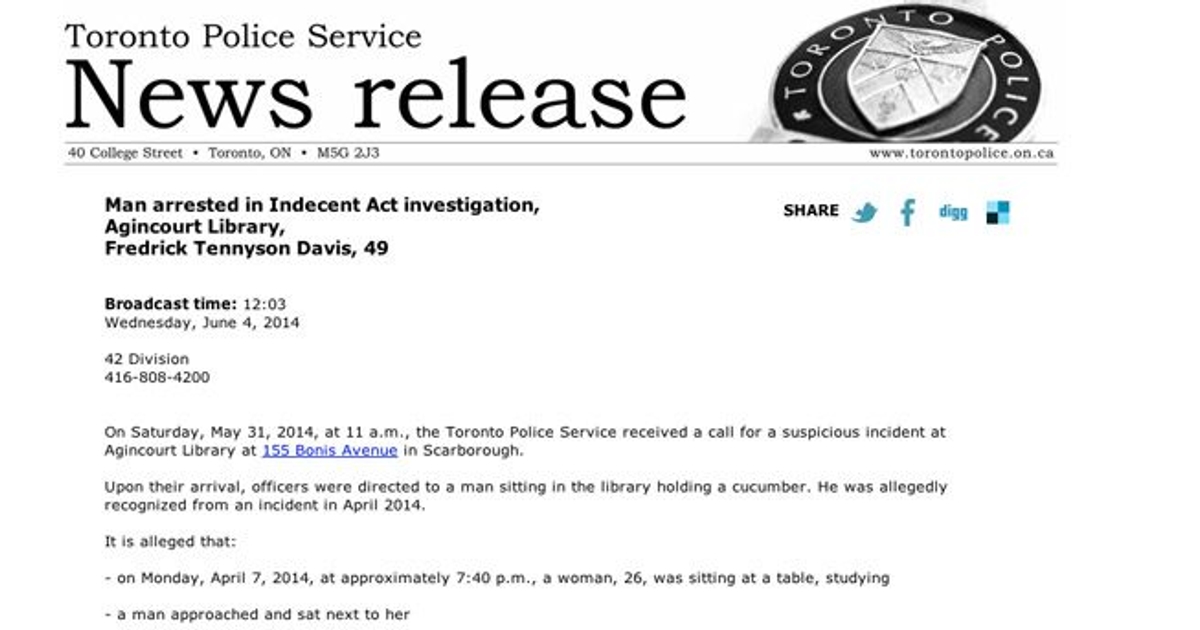 Behold: the Toronto Police Service press release of the decade ...