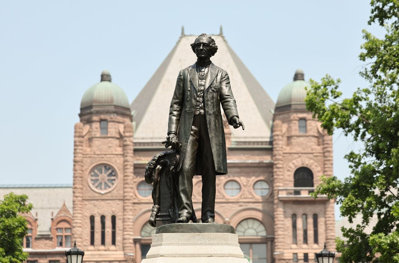 Vandalized with anti-Ford graffiti, statues at Queen’s Park are getting ...